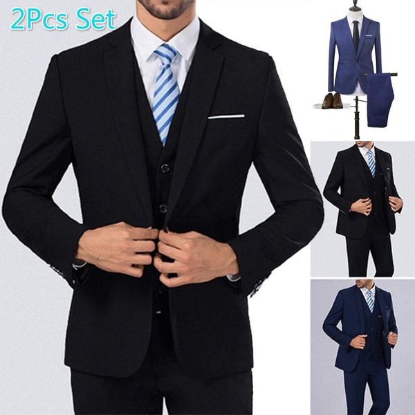 High Quality Men's Wedding Suit Sets Formal Fashion Slim Fit Business ...
