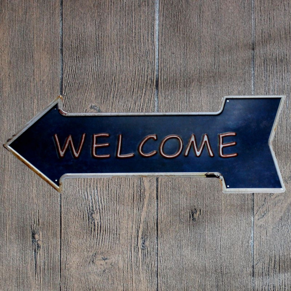 metal Tin arrow Sign welcome turn signal Decor Bar Pub Home Vintage ...