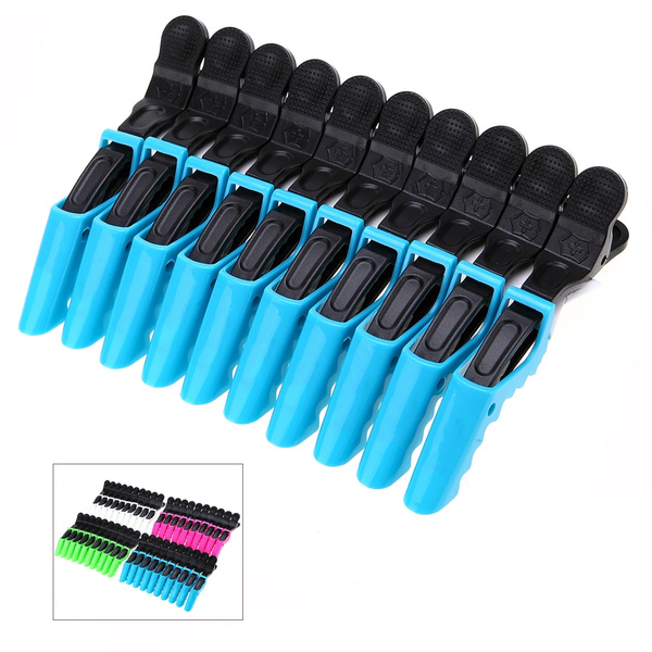 10Pcs/set Color Crocodile Hair Grip Salon Transparent Sectioning Clips ...