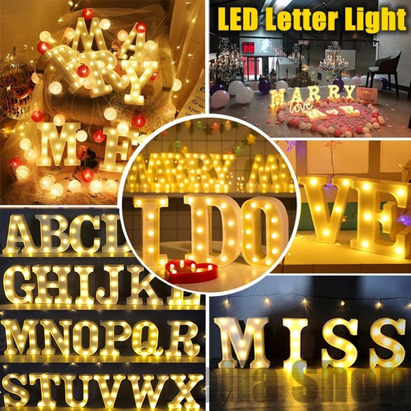 Alphabet Letter LED Light Bulbs Indoor WALL Decoration Wedding Party ...