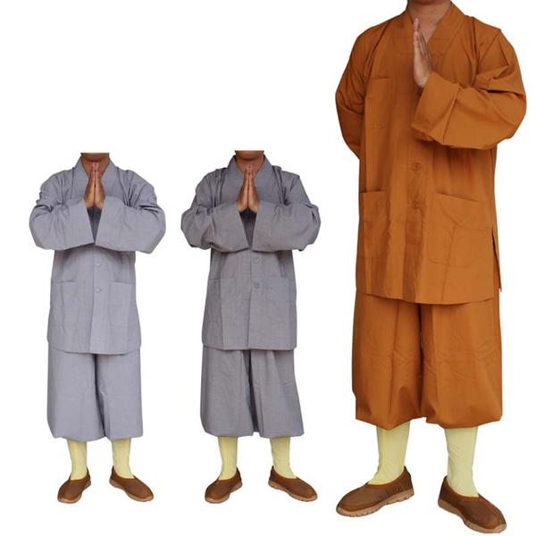 Men's Traditional Shaolin Kung Fu Robe Meditation Long Gown Suit | Wish