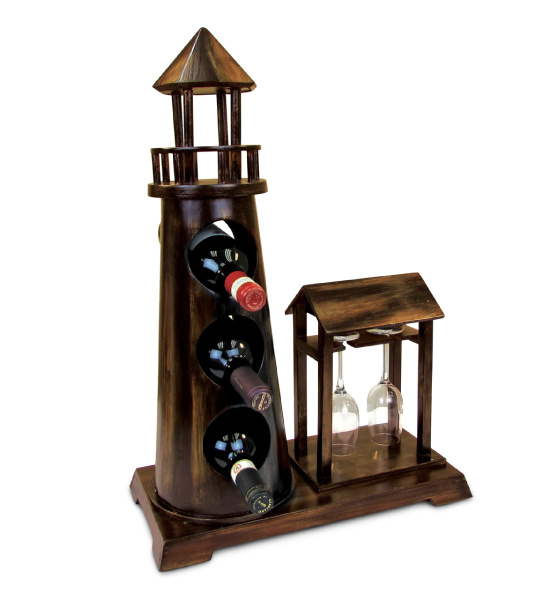 Puzzled Caesar Wine Rack - Freestanding Wooden Lighthouse Glass ...