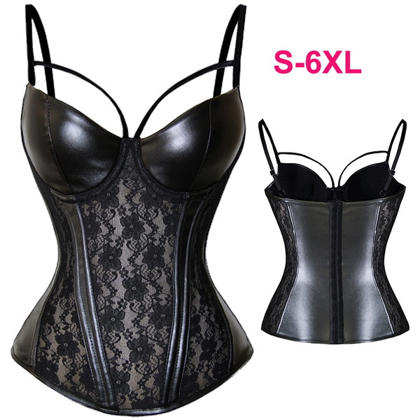 Corset Sexy Bustiers Lace Overbust Bustier Black Corset Push Up Gothic ...