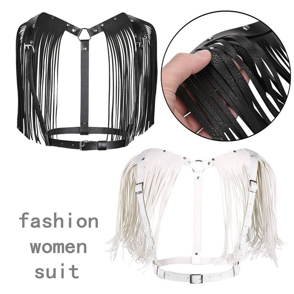 Adult Women Punk Cosplay Costume Leather Adjustable Body Chest Harness ...