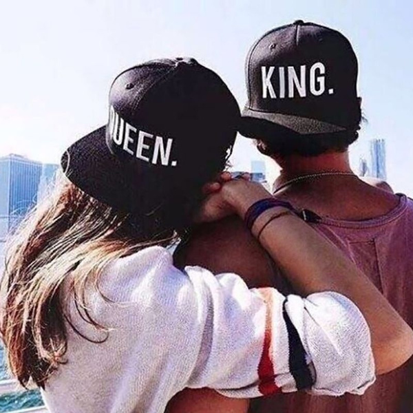 Men Women Fashion QUEEN/KING Basdeball Cap Hip Hop Letter Print Caps ...