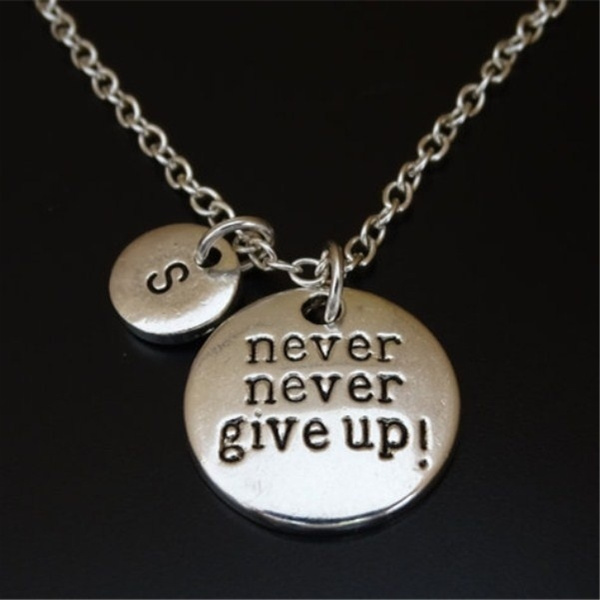 Never give up Necklace,Motivational Pendant, Motivational Charm ...