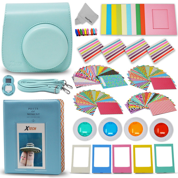 Xtech Fuji Instax Mini 9 / 8 Accessories Kit includes Ice Blue Camera ...