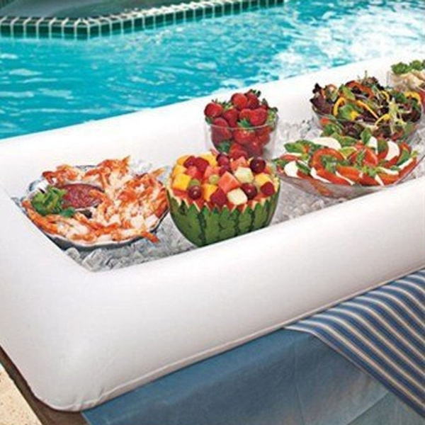 Pool Party Floating Inflatable dish Buffet and Salad Serving Bar With ...