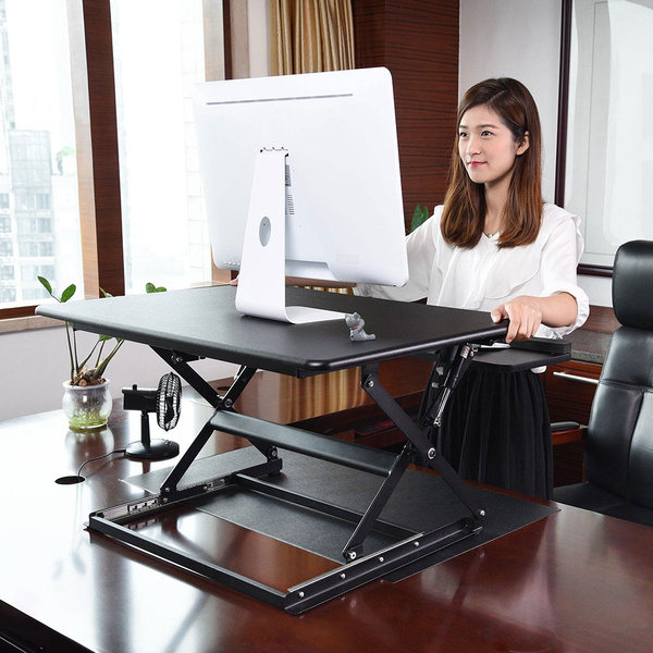 Yescom Ergonomic Height Adjustable Computer Desk Sit-Stand Monitor ...
