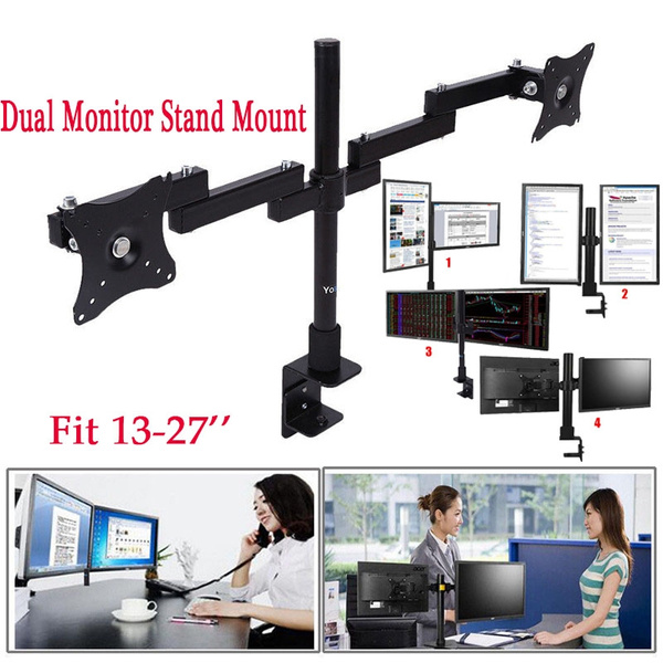 Mount Rack Stand Dual Desktop Computer Monitors Screens Desk Office | Wish