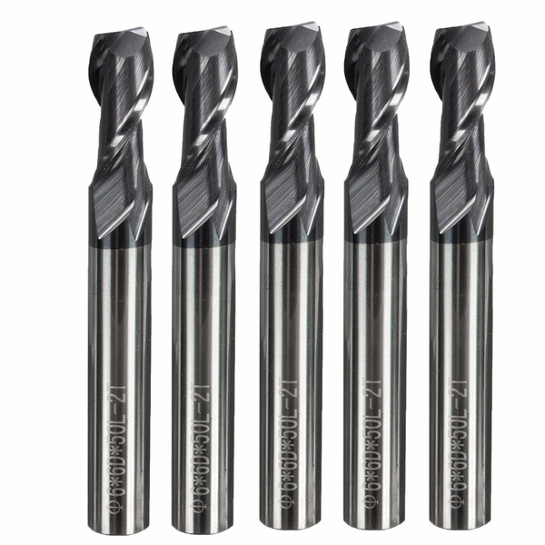 5pcs New Solid Carbide End Mill Micrograin CNC 2 Flute Slot Drill Bit ...