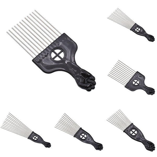 New Design Black Fist Metal African Hair Pik Afro Comb Brush Salon ...
