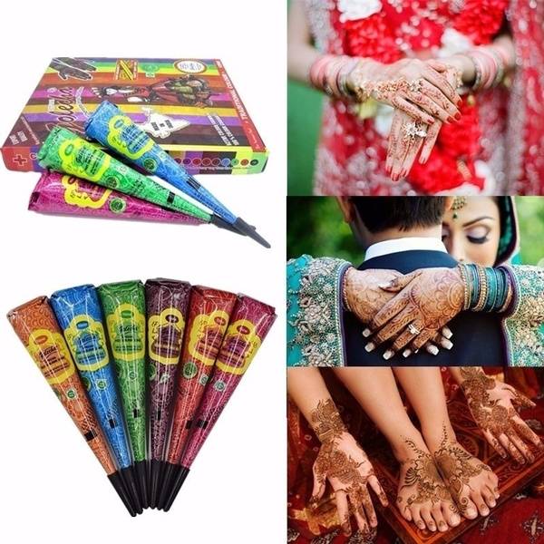 Diy Muticolor Party Wedding Colored Cream Indian Mehndi Waterproof