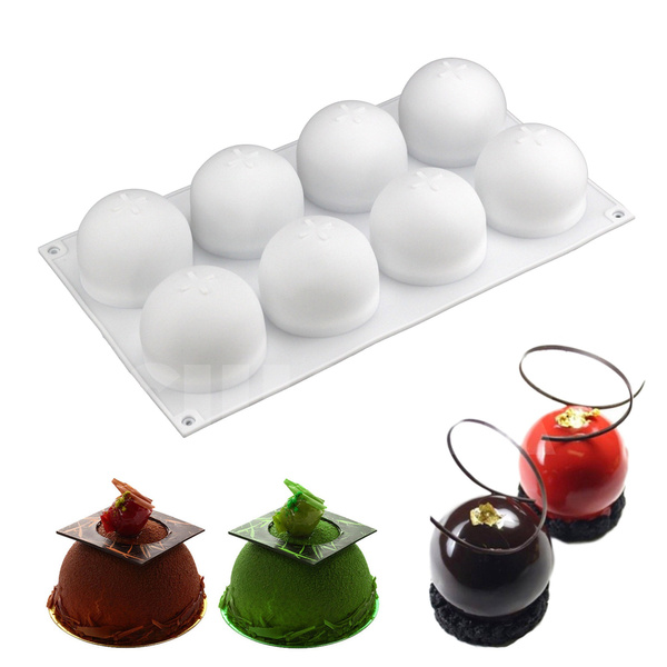 New white 8 Round Spherical Ball shape Mousse cake Silicone Mold,DIY ...