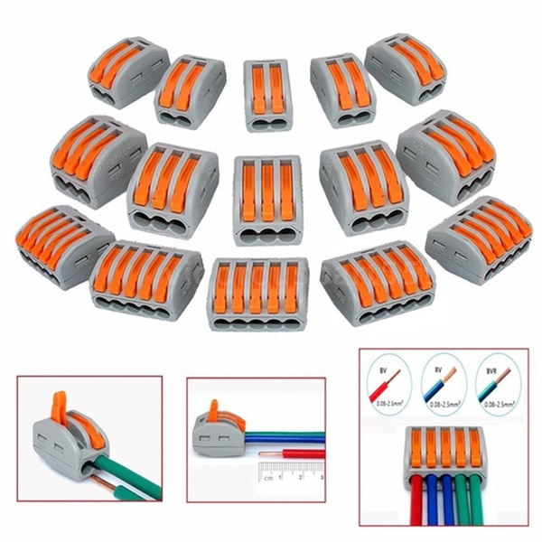 5Pcs 2/3/5 Way Reusable Spring Lever Terminal Block Electric Cable ...