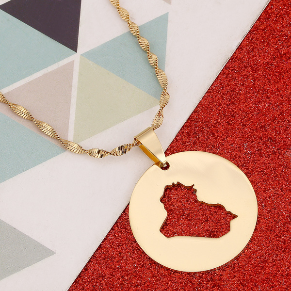 Iraq Map Pendant Necklace Gold Color Iraqi Jewelry Map Of Iraq Jewelry ...
