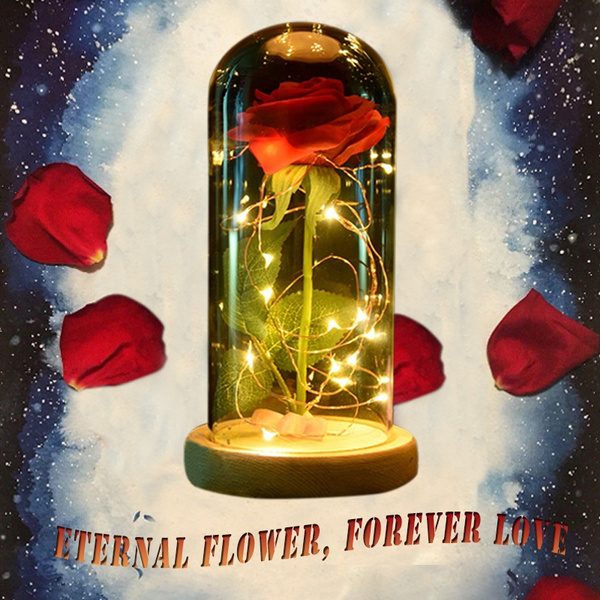 Wr Eternal Rose Flower Led Light Preserved Fresh Plastic Beauty Red ...