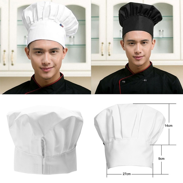 Unisex Cotton Adjustable Elastic Chef Baker Cook Hat Kitchen Chef Cap ...