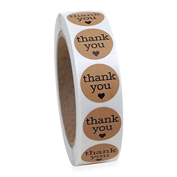 Natural Kraft Thank You Stickers With Hearts Appreciation Labels 1 Inch ...