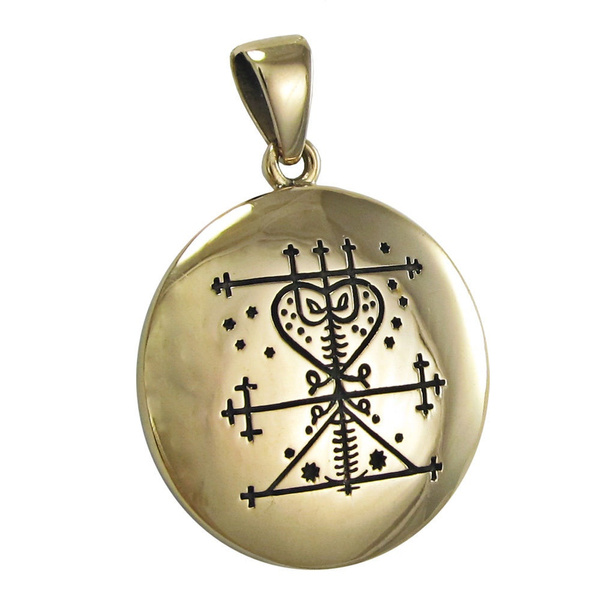 Bronze Maman Brigitte Voodoo Loa Veve Pendant Money Wiccan Jewelry ...