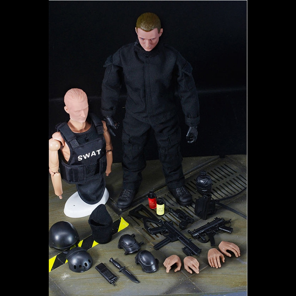 1/6 Soldier Swat Black Uniform Military Army Suit 12'' Figure Set Model ...