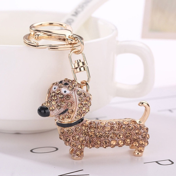 Crystal Dog Dachshund Keychain Purse Pendant Car Holder Key Ring | Wish
