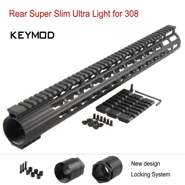 16.5" Extra Light Super Slim KeyMod Handguard Rail For 308 Low Profile ...