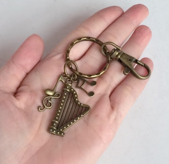 Harp Music Notes Key Chain, Bag Charm | Wish