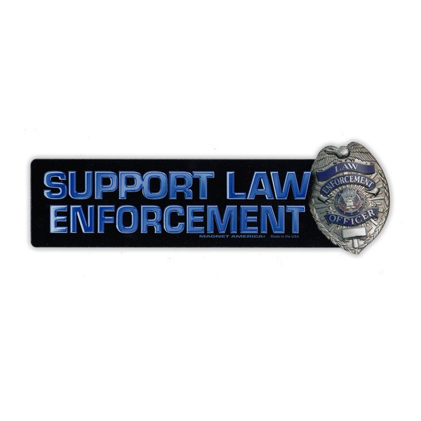 Magnetic Bumper Sticker - Support Law Enforcement Strip Magnet w/Badge ...