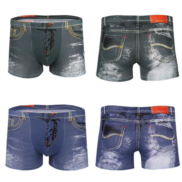 Plus Size Funny Novelty Men's Boxers Trunk Underwear Shorts Adult Denim ...