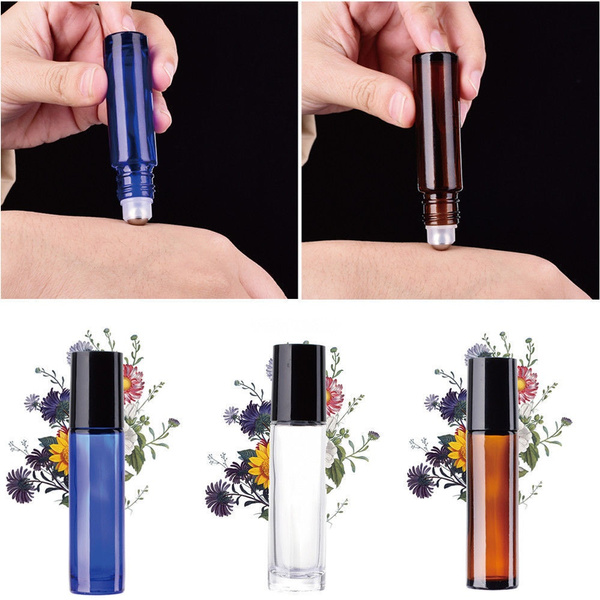 1Pcs 10ml Amber Empty Roll On Glass Bottle Roller Ball For Perfume ...