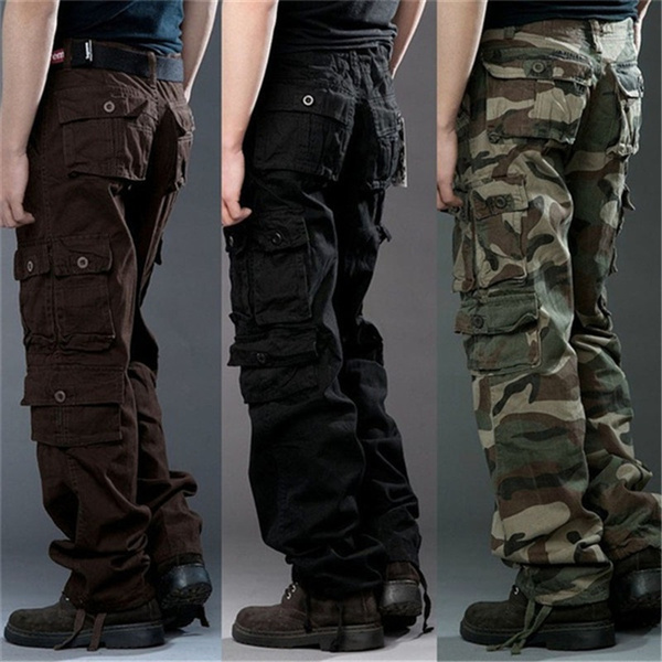 Men's Multi Pocket Military Jeans Casual Training Plus Size Cotton ...