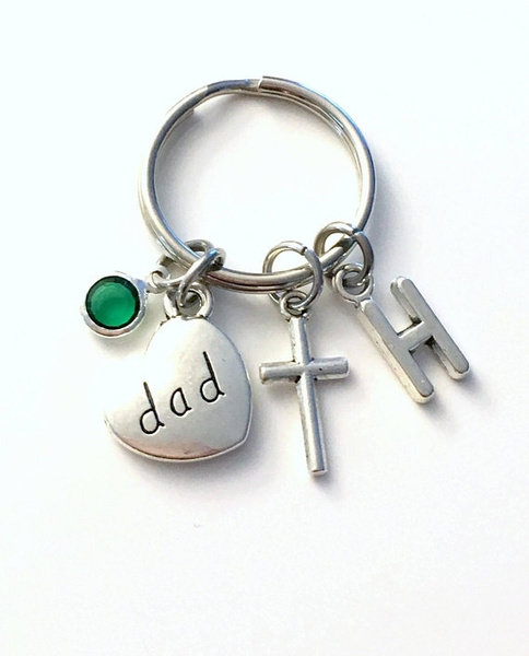 Unique Gift for Dad Keychain, Father Key Chain, Family Key Ring, Cross ...