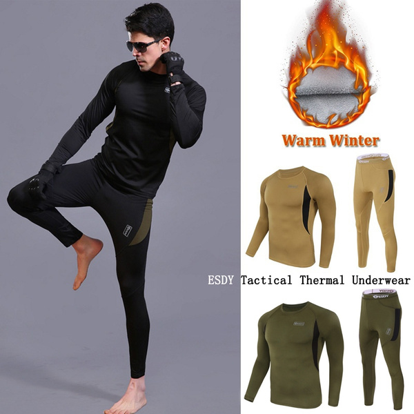 New Thermal Underwear Men Underwear Sets Compression Fleece Sweat Quick ...