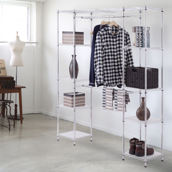 Expandable Closet Organizer Free Standing Clothes Hanger Rack Shelves ...