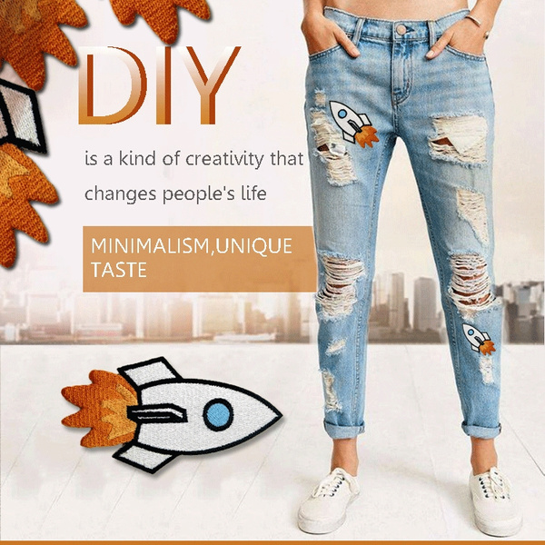 Cute Rocket Iron On/Sew On Patch Embroidered Applique | Wish