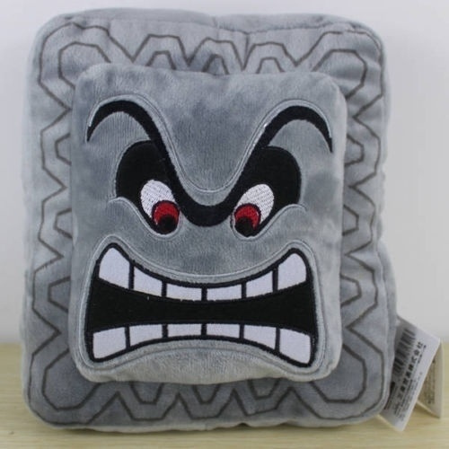 1Pc Super Mario Bros Thwomp Dossun Soft Plush Doll Toy Cushion Pillow ...