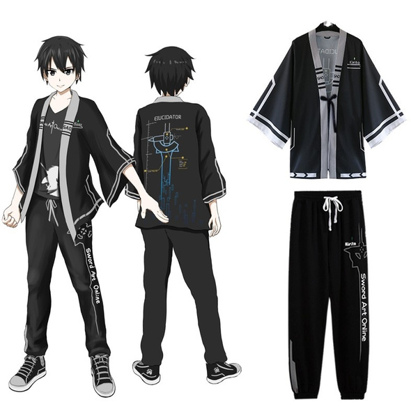 Cosplay Anime Sword Art Online Kirito Chiffon Cloak Sunscreen Kimono ...