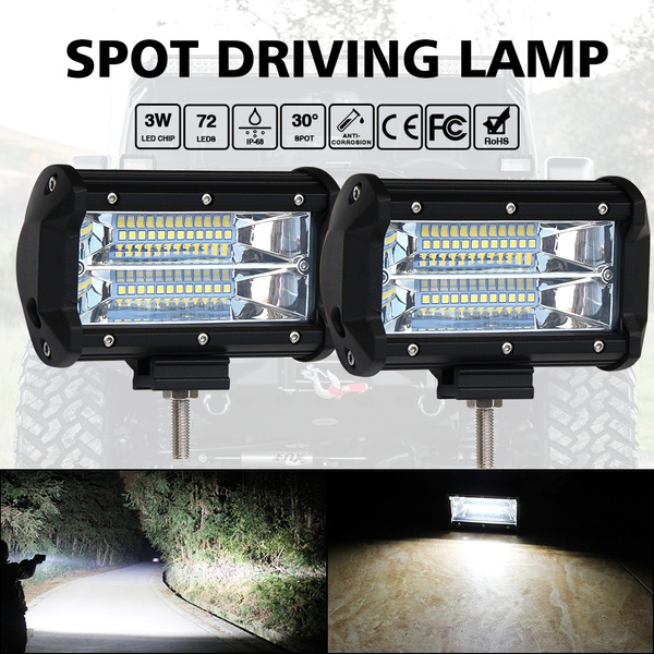 1Pair 72W Led Bar Spot Beam 12V 24V IP68 for 4x4 Offroad Auto ATV SUV ...