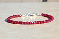 Ruby Bracelet Birthstone Bracelet Beaded Bracelet Red Ruby Gemstone ...