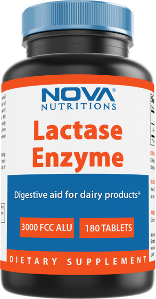 Nova Nutritions Lactase Enzyme 3000 FCC ALU 180 Tablets | Wish