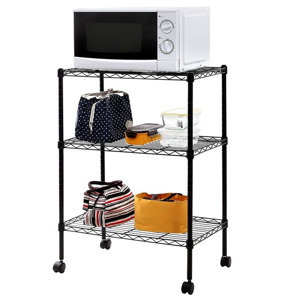 Heavy Duty 3 Tier Wire Shelving Rack Cart Unit w/Casters Shelf Wheels ...