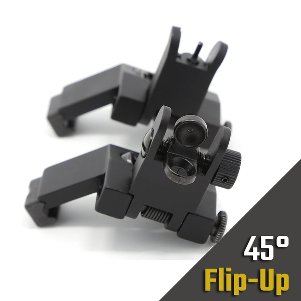 Front&Rear Flip Up 45 Degree Offset Rapid Transition Backup Iron Sight ...