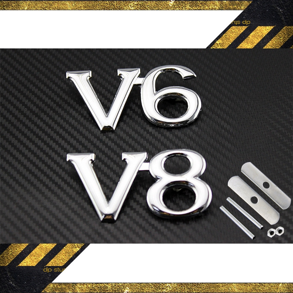 V6 V8 Logo 3D Metal Car Front Grill Badge Grille Emblem | Wish