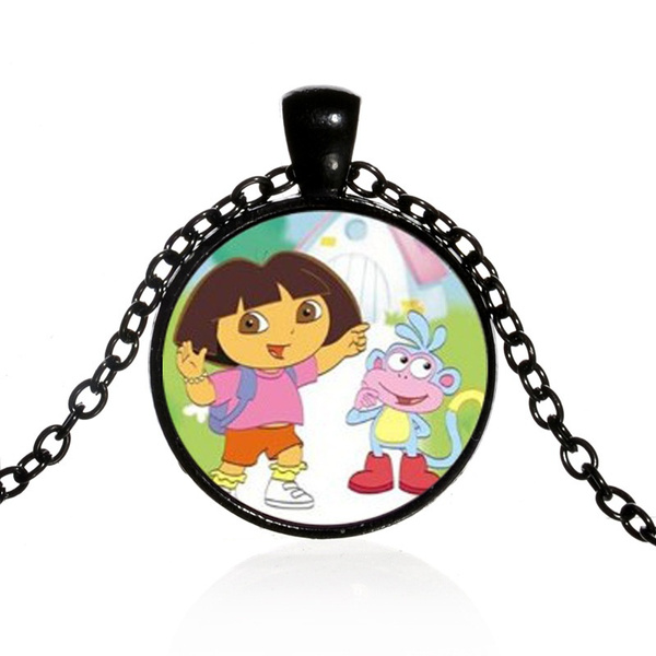 New Trendy Dora The Explorer Necklace Dora Pendant Glass Photo Jewelry ...