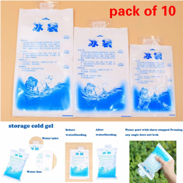 10PCS Reusable Plastic Cooler Bag For Food Storage Ice Gel Packs Cubes ...