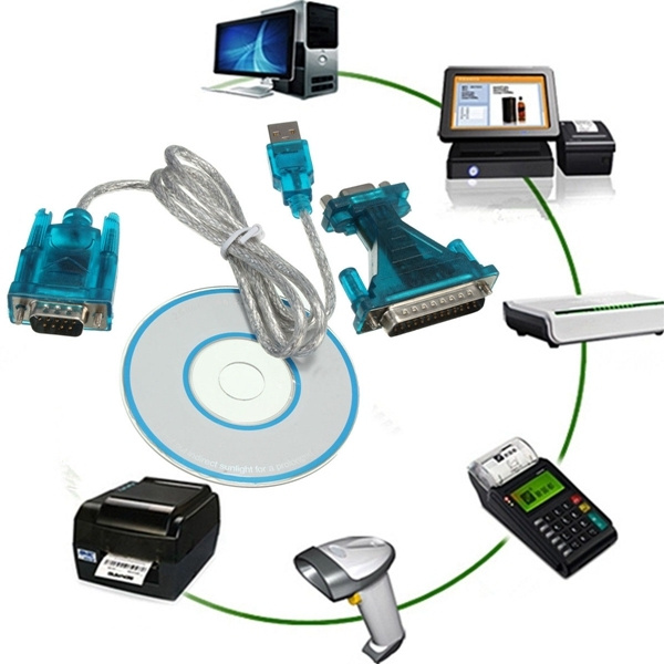 High Quality USB 2.0 to 9-Pin Serial RS232 Cable Cord to DB25 Adapter ...