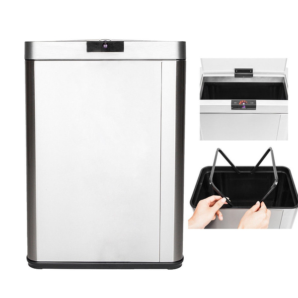 13 Gallon Touchless Trash Compactor Automatic Trash Can, Stainless ...