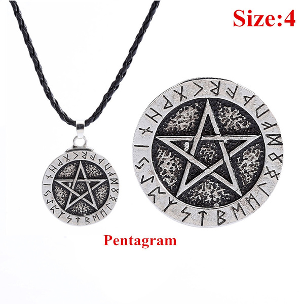 Pendant Necklace Large Rune Nordic Viking Pentagram Jewelry Norse ...