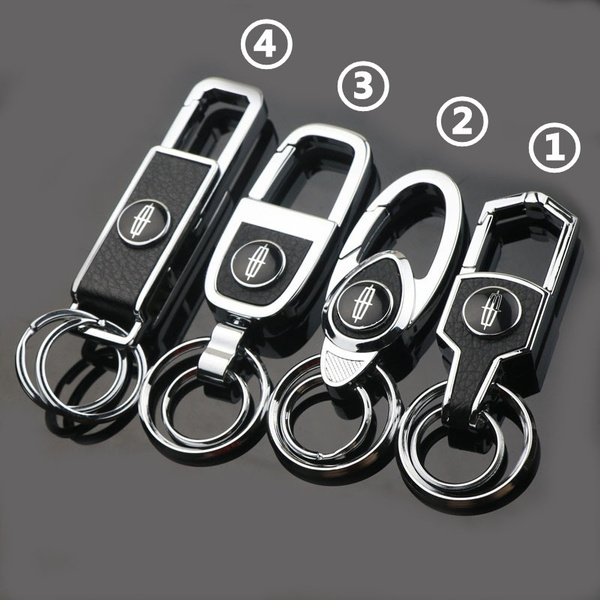 Metal + Leather Car Key Chain Key Ring Key Holder for Lincoln Navigator ...